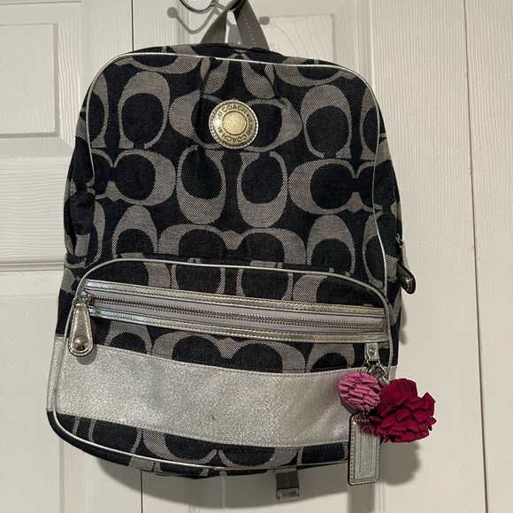 Coach | Bags | Coach Signature Denim Blue Backpack Book Bag 7771 | Poshmark